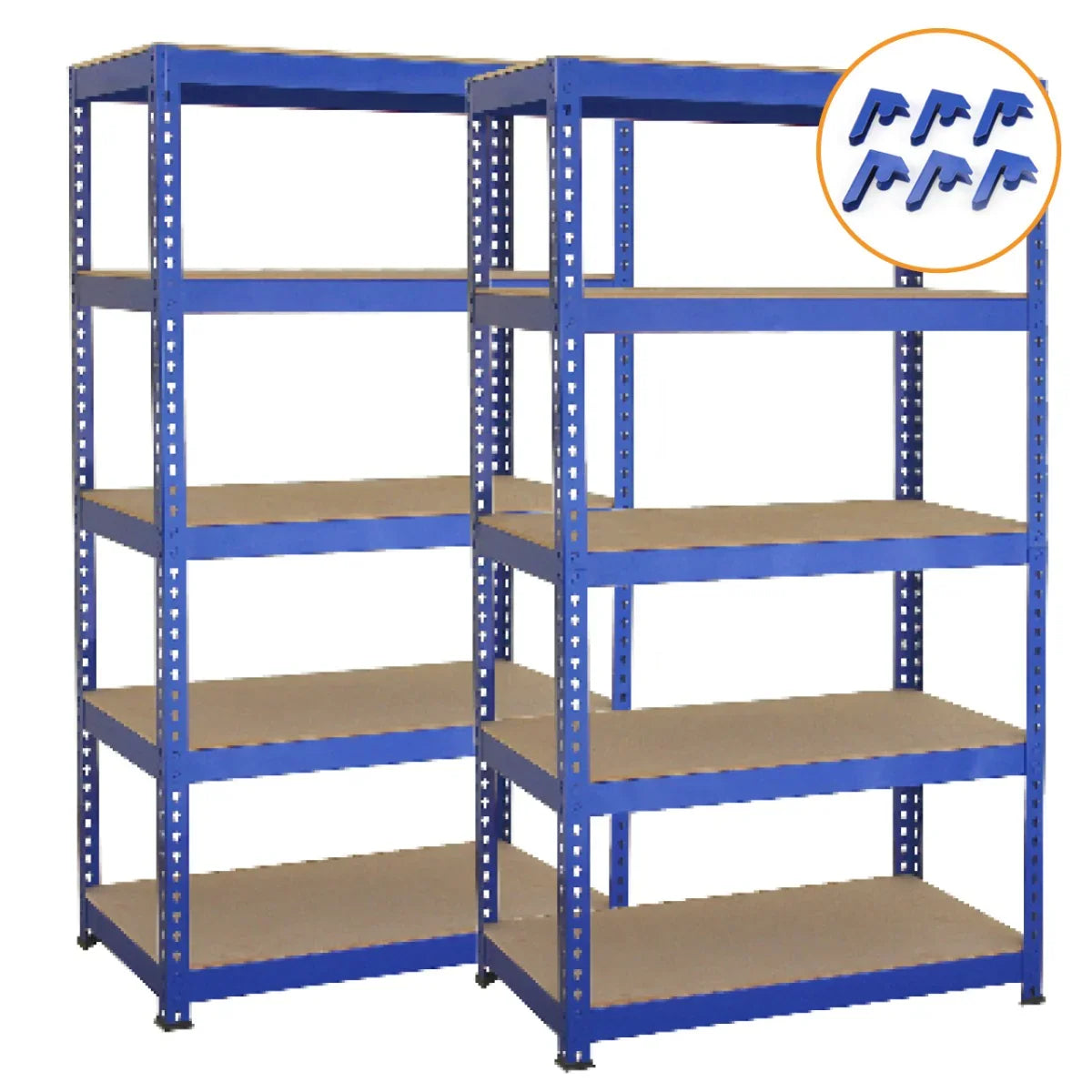 2 x T-RAX Blue Metal Racking Units 75cm x 150cm x 30cm with Free Bay C ...