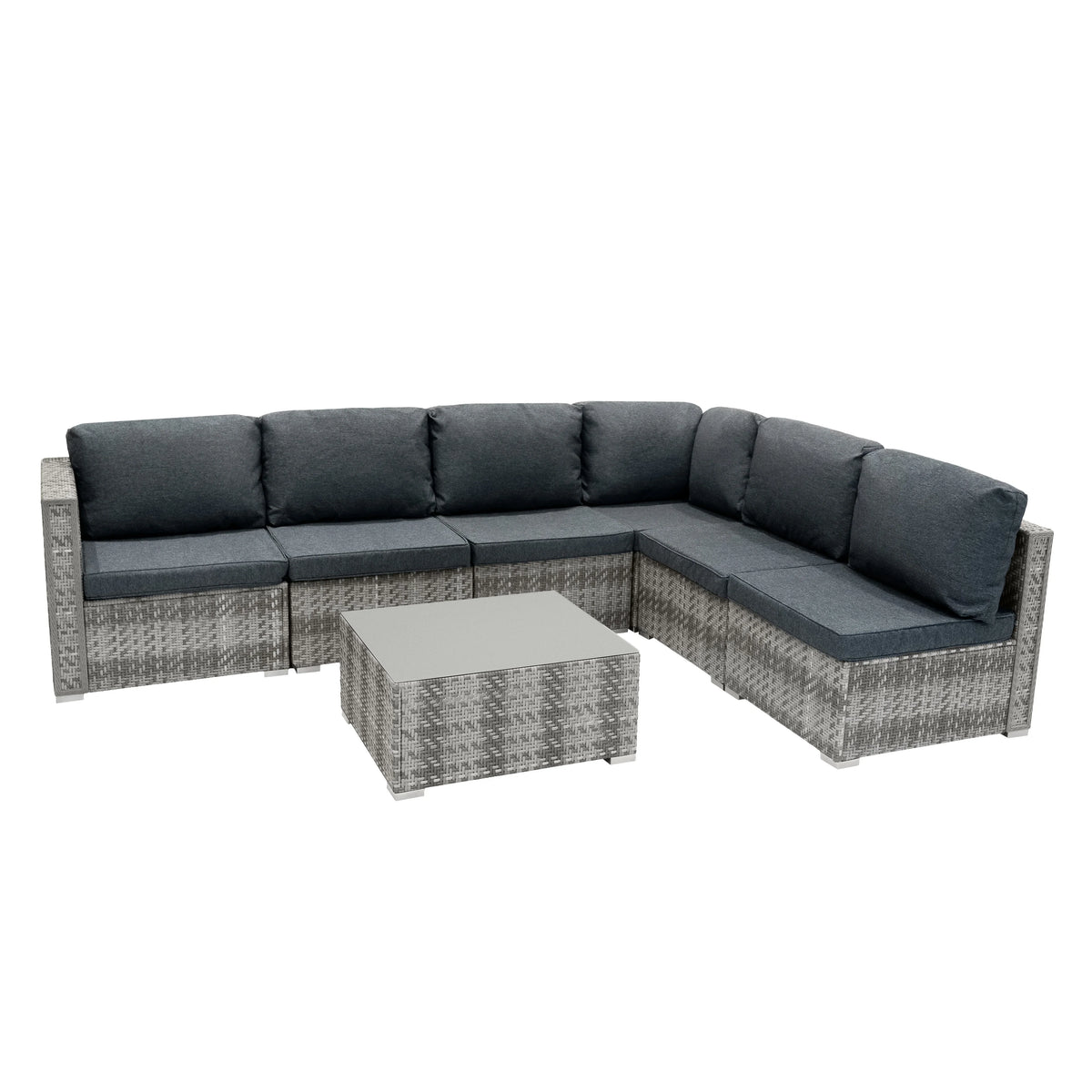 Rattan Modular 7 Piece Furniture Set - Grey – Monster Shop UK