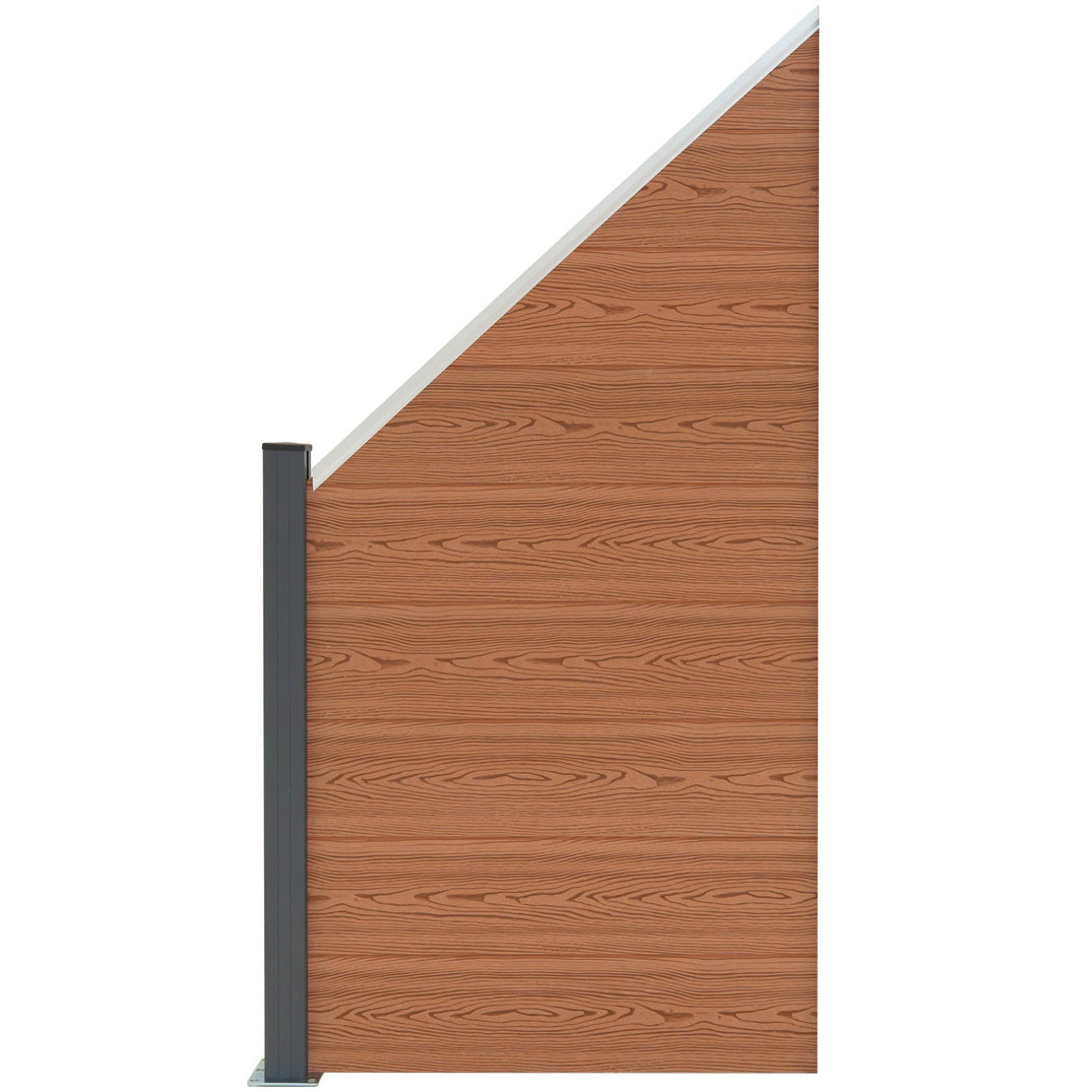 Composite Fence Panels, Angled Piece & LED Posts 6ft x 37ft - Brown ...