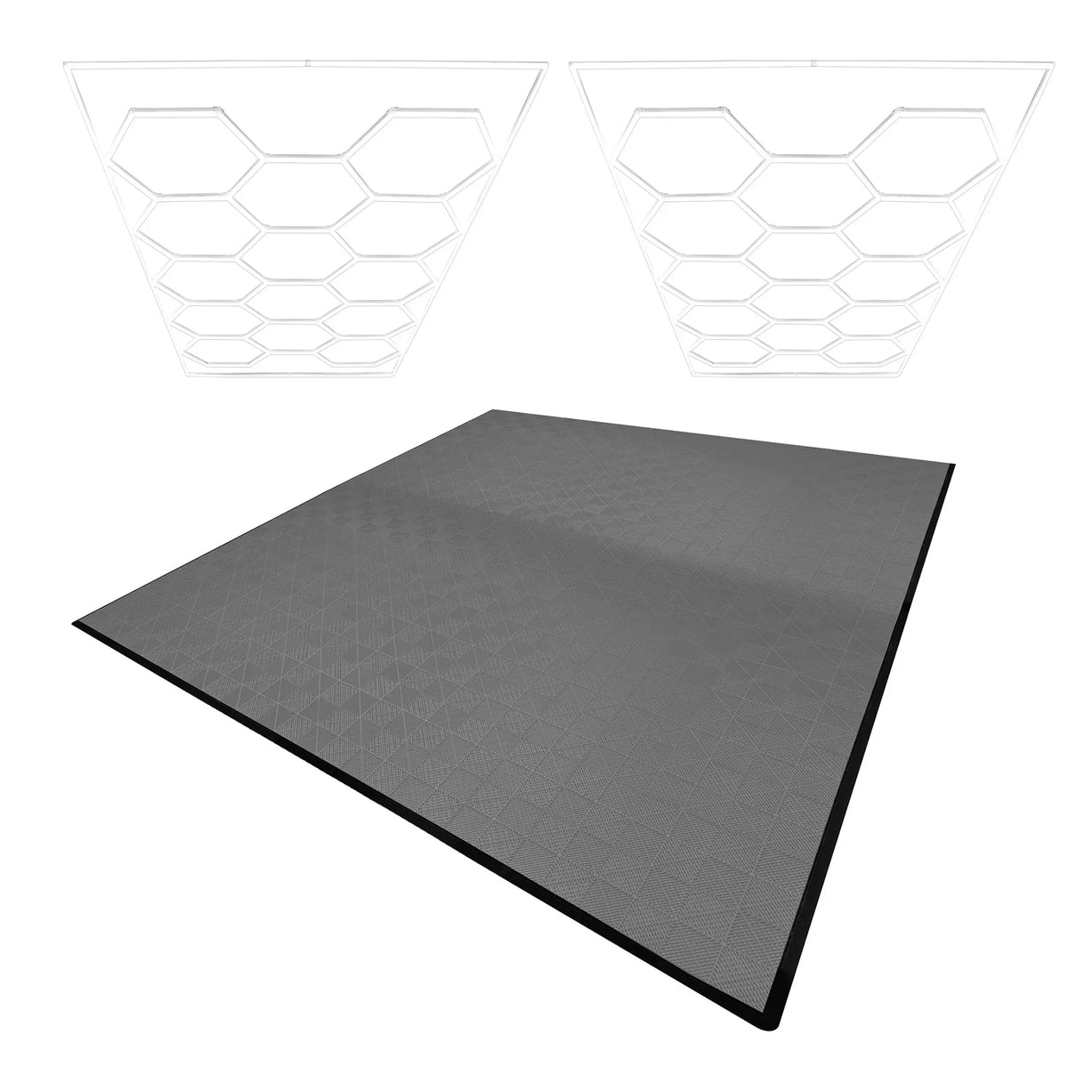 Hexagon LED Lights x 2 & Vented Garage Floor Tiles x 225 With Edges ...