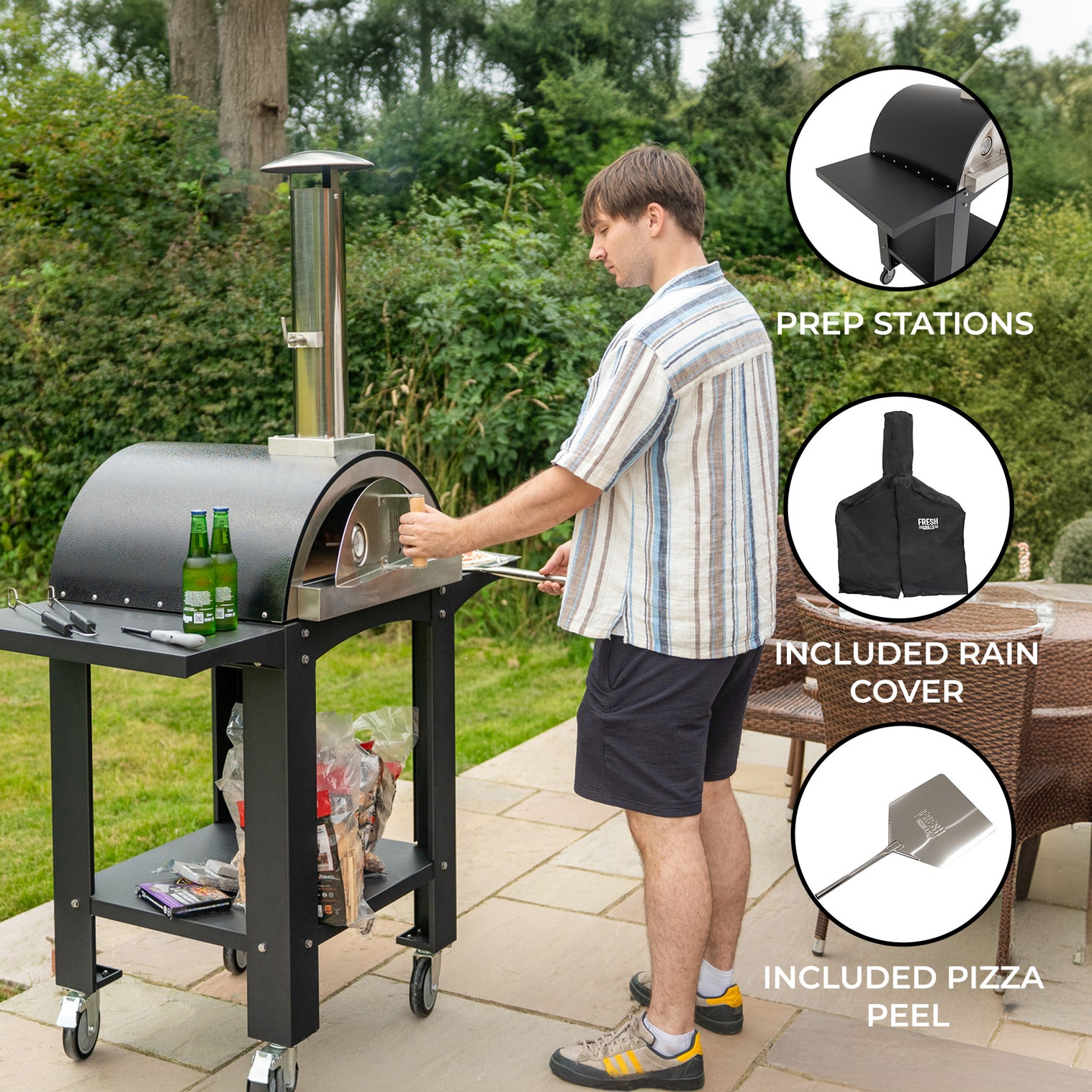 Fresh Grills Free Standing Extra Large Pizza Oven with Prep Stations ...